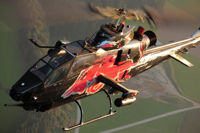 The Red Bull Flying Bull's TAH-1F Cobra helicopter - 9GAG
