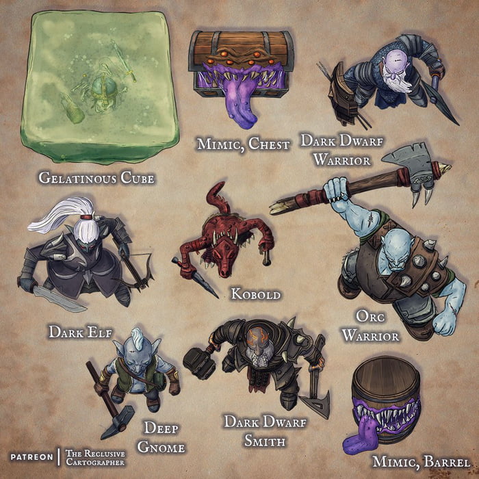 Some free DnD monster tokens I drew. (if you are in to that sort of ...