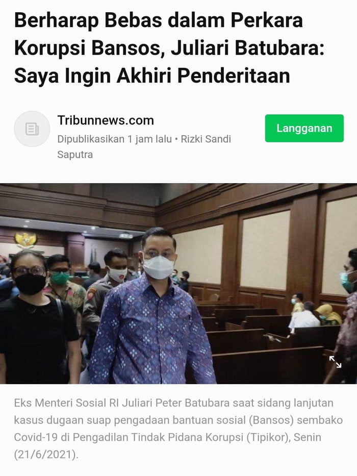 A minister in Indonesia corrupted 20 billion rupiah (1,4 mil USD) of ...