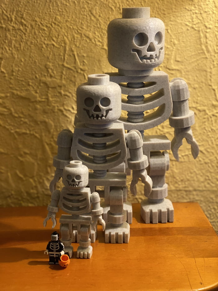Got a 3D printer made some lego skeletons (small is normal size mini ...