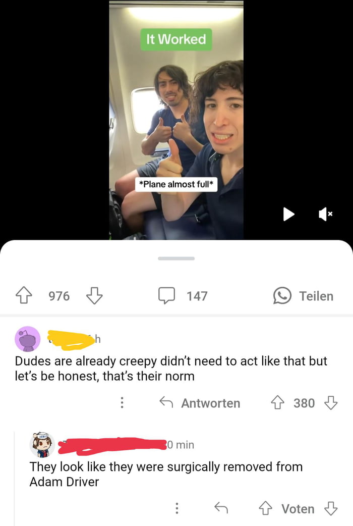 Clip was about 2 guys acting crazy so noone would sit next to them in a plane. - 9GAG