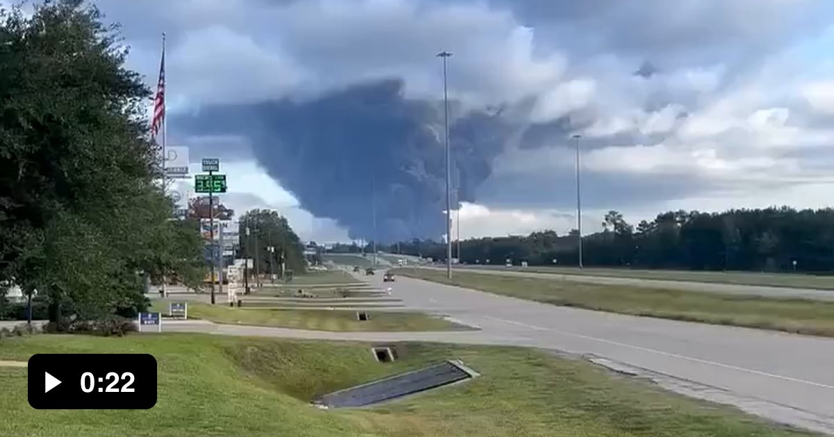 Chemical plant explosion in Shepherd, Texas. Smoke visible for miles ...