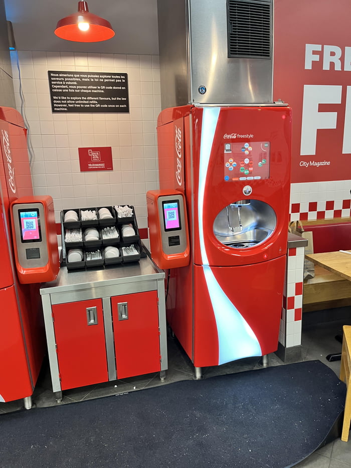 The five guys drinks machines in France require you to scan a QR code ...