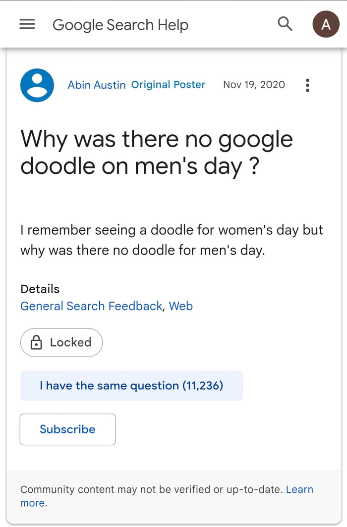 International mens day doodle request. - 9GAG