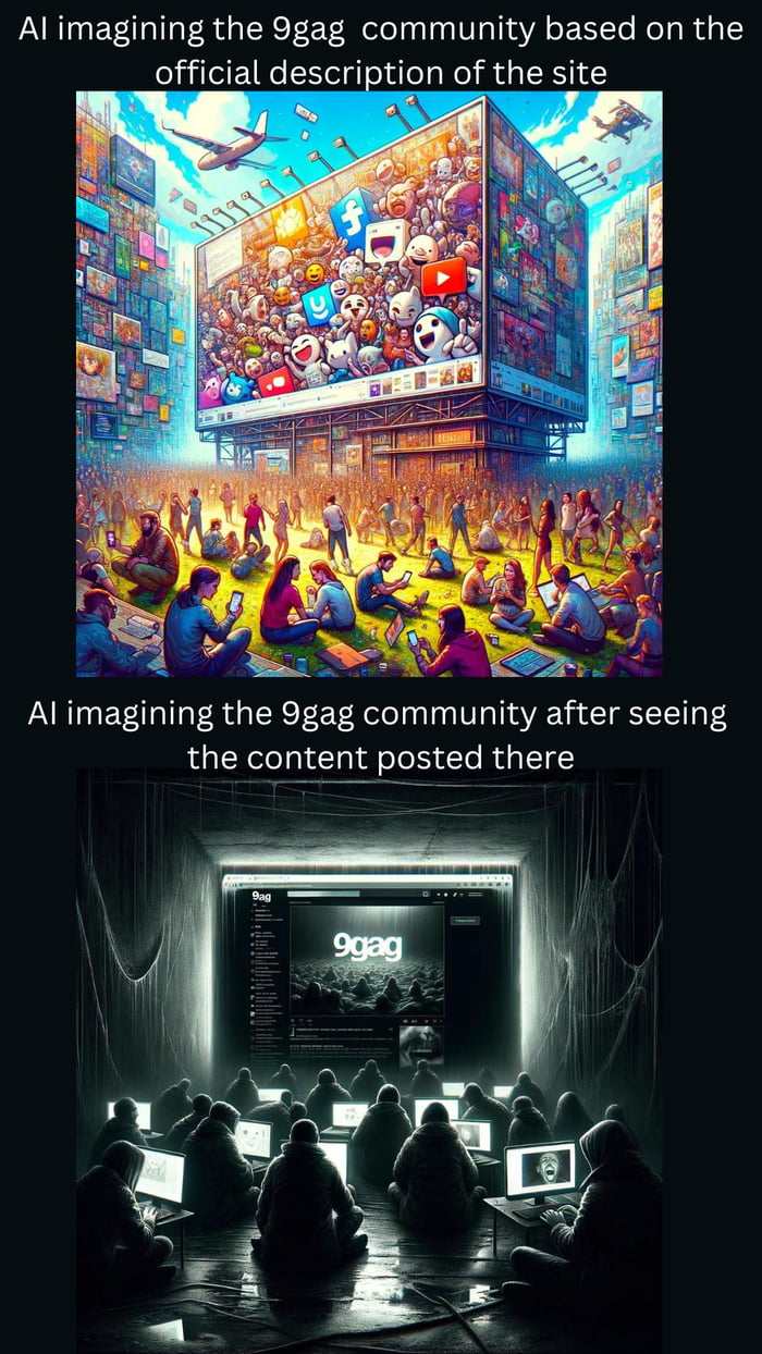 Asked ChatGPT to create a picture of the 9gag community - first picture is the result; then I ...