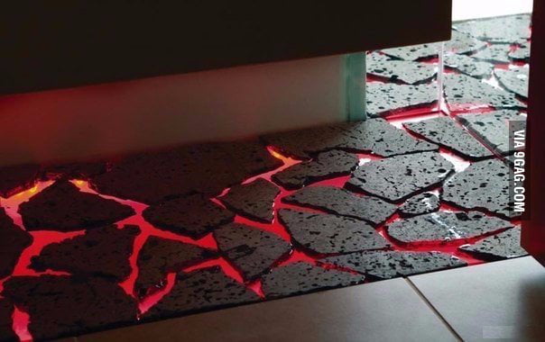 This floor designed to look like a lava flow. - 9GAG