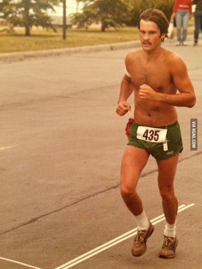 My stepdad running a marathon in the early 80's looking like Westley ...