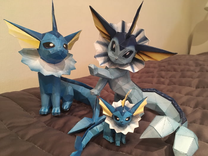 So I made a vaporeon papercraft family - 9GAG