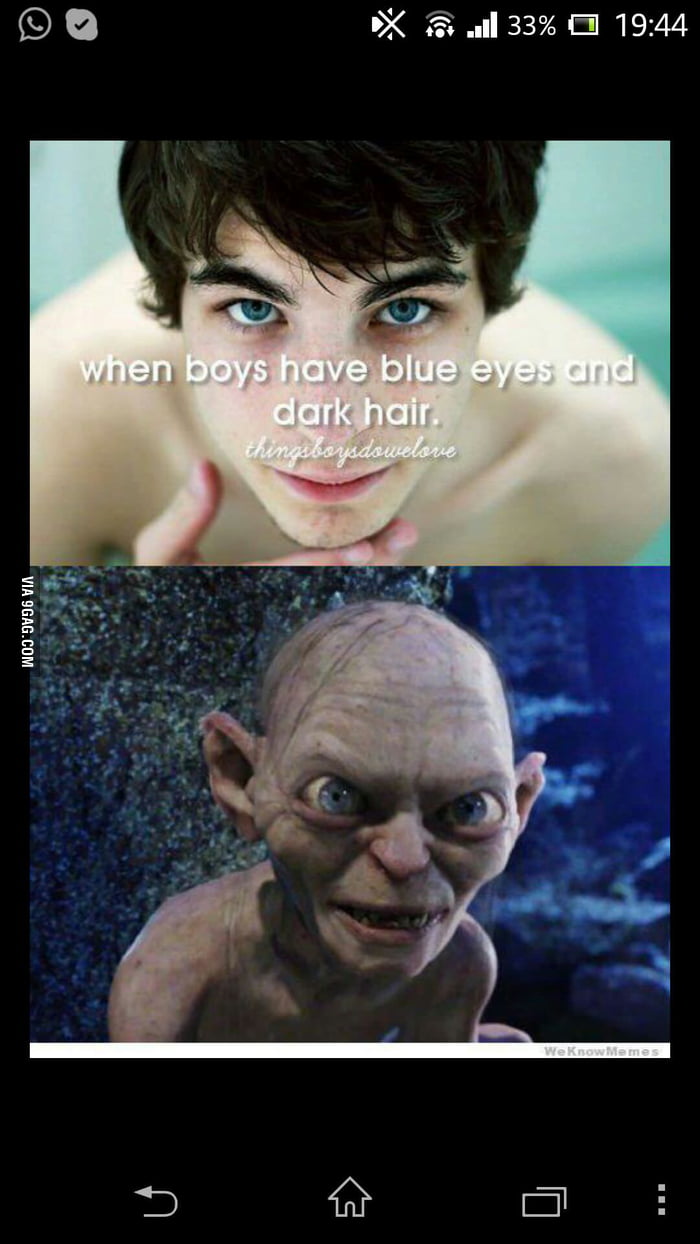 Blue eyes and dark hair - 9GAG