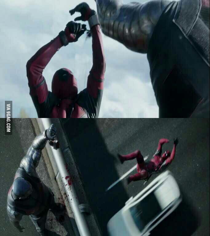 Deadpool cuts his left hand...right? - 9GAG