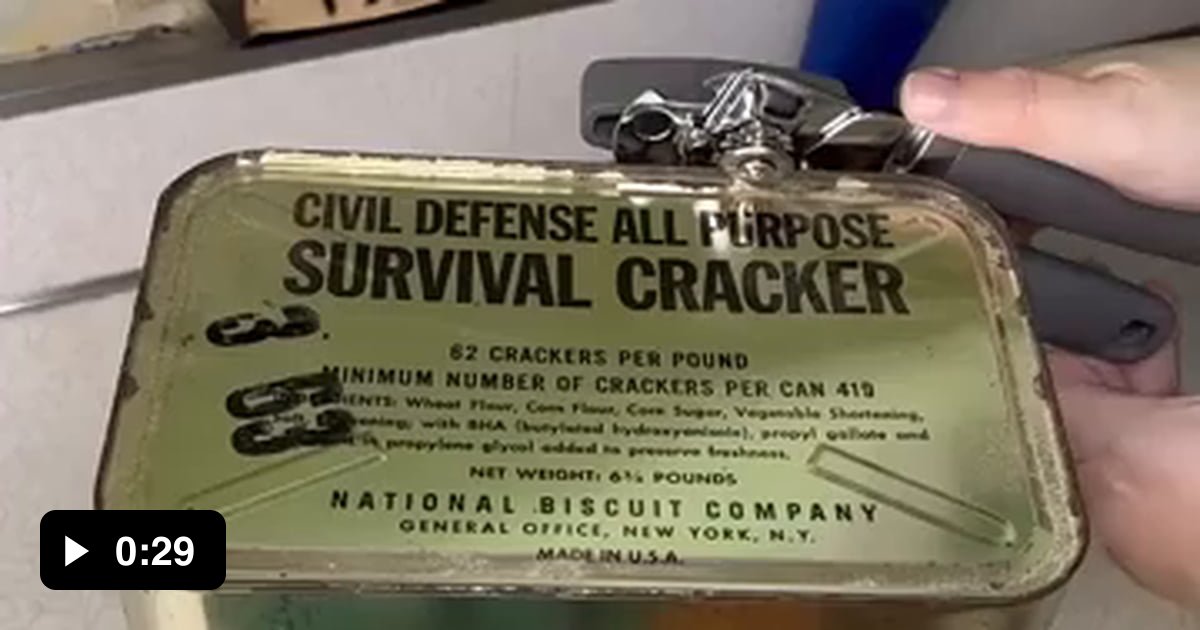 Opening and eating 60 year old FALLOUT SHELTER survival crackers - 9GAG