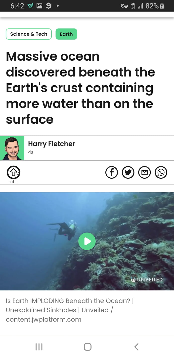 Massive ocean discovered beneath the Earth's crust containing more water than on the surface - 9GAG