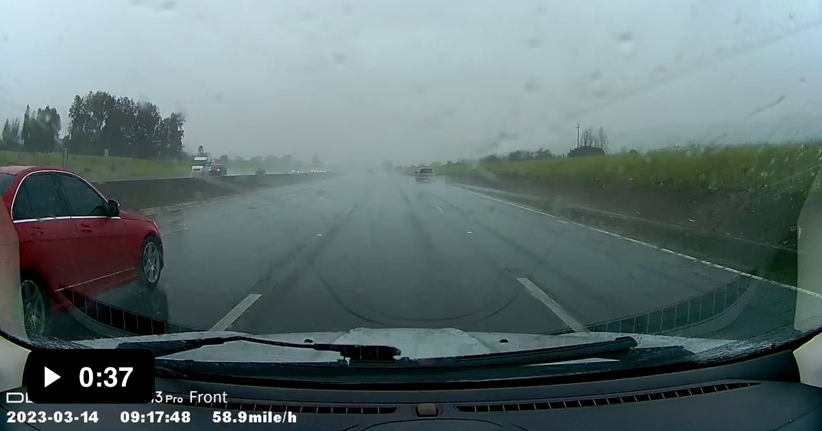 Almost got hit by car driving fast and crashing into middle barrier ...