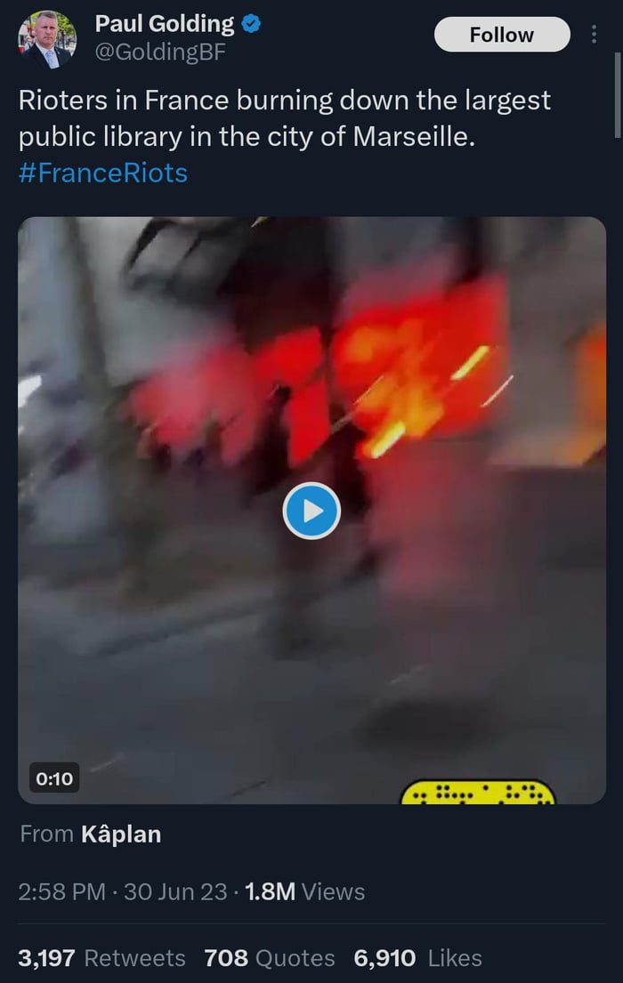 Largest Public Library in Marseille was burnt down, during the riot. - 9GAG