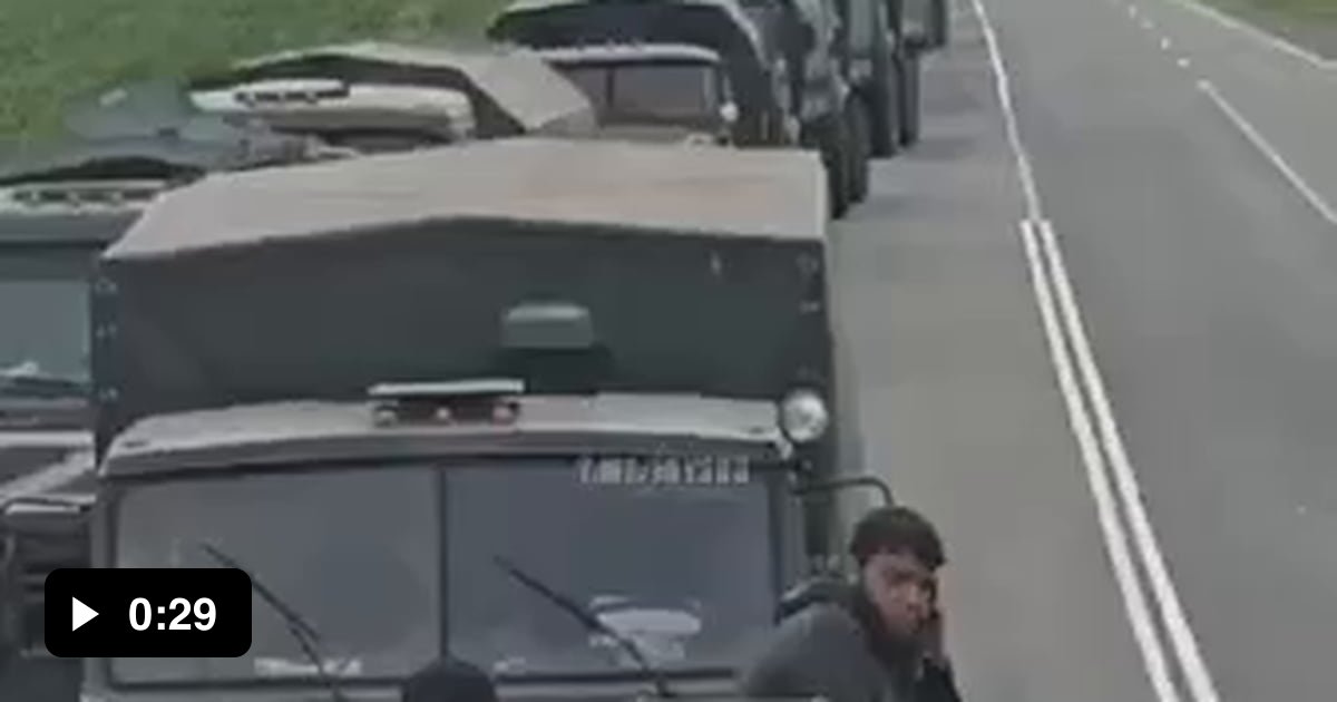 A huge convoy of Chechen military equipment from Akhmat in the Rostov ...