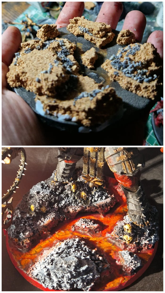 Cork, sand and a few details for my Khorne Daemon bases - 9GAG