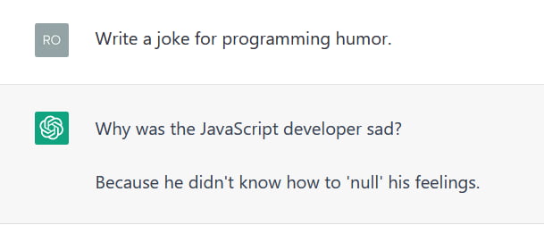 ChatGPT Prompt - Write a joke for programming humor. - 9GAG