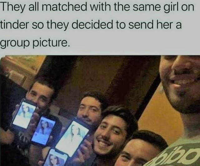 They all matched wit the same girl on tinder - 9GAG