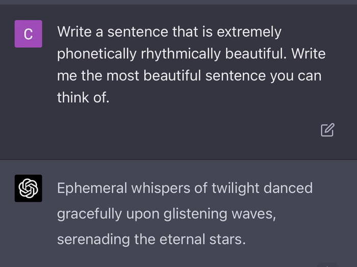 ChatGPT writing a beautiful sentence - 9GAG