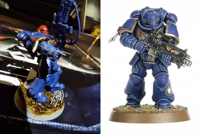Kitbashed intercessor with hands from lieutenant agastus. Left is what ...