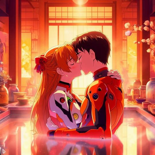 Asuka & Shinji by DALL-E 3 - 9GAG