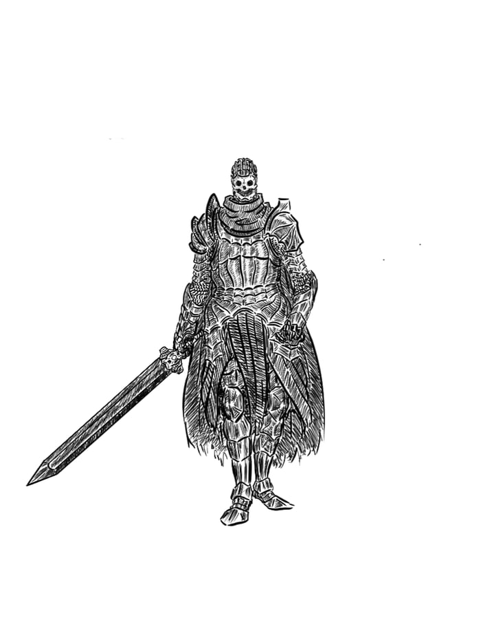 Tried drawing a dark wraith from dark souls to resemble the berserker ...