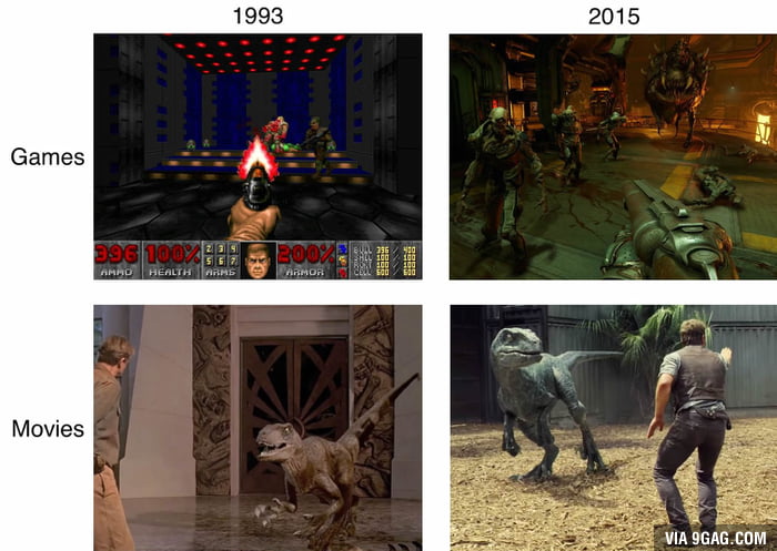 Evolution of Graphics 1993 - 2015: Games vs. Movies - 9GAG