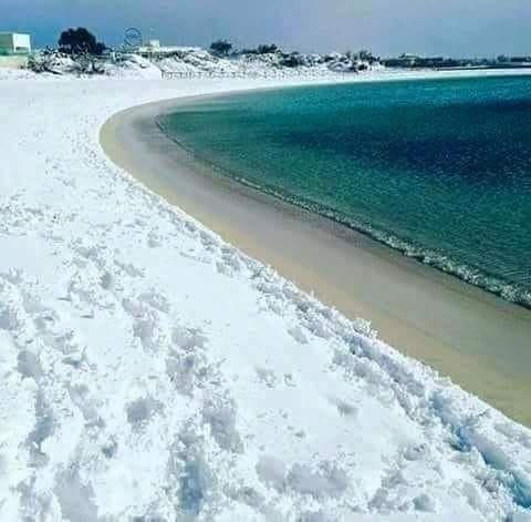 Snow and Sea Tabarka, Tunisia 24/01/2019 ( 1/24/19 in retarded format ...