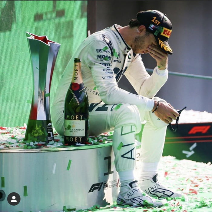 What a powerful image showing Pierre Gasly getting emotional after ...