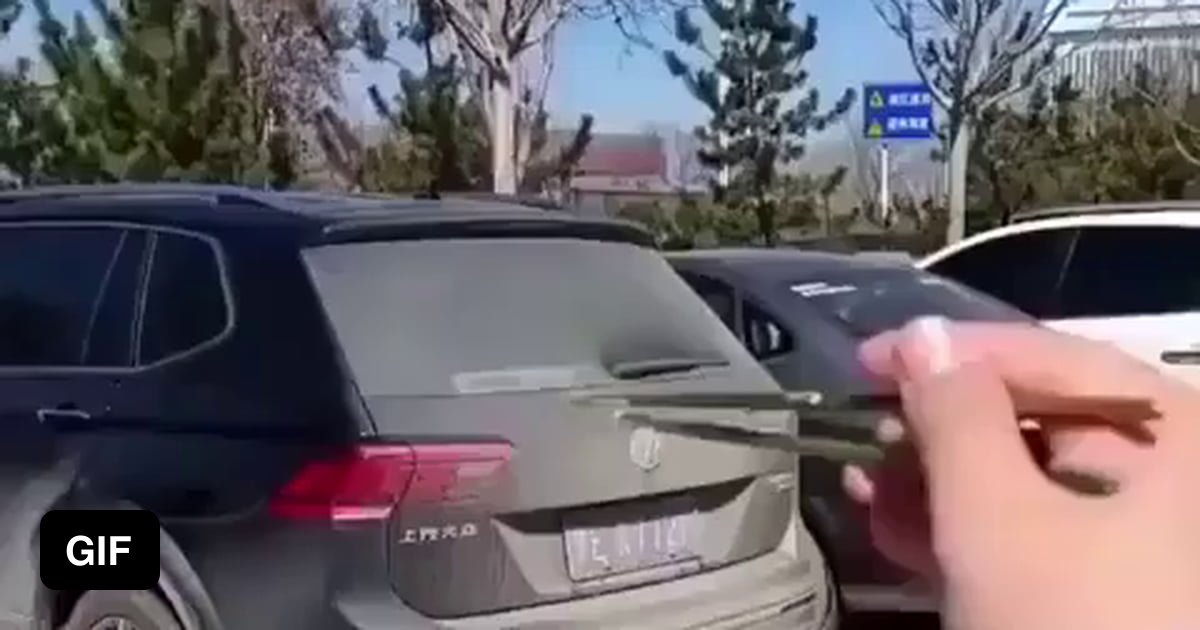 Drawing a good boi behind a random citizen's car - 9GAG