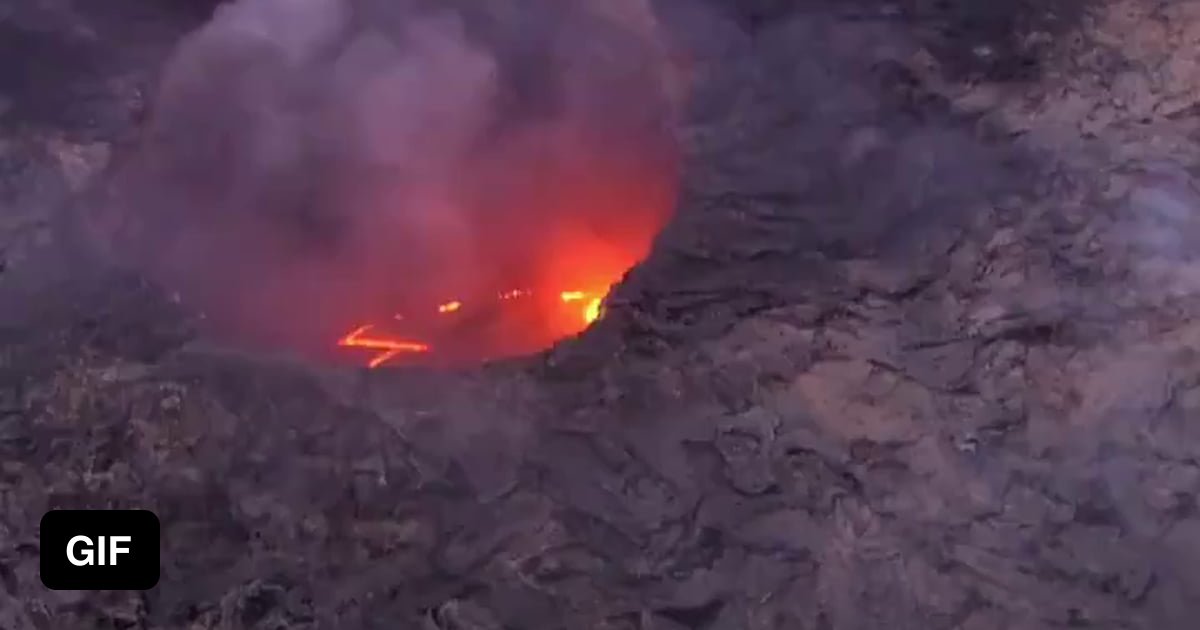 Kīlauea Volcano in Hawaii forming a smiley face in its 85 meter deep ...