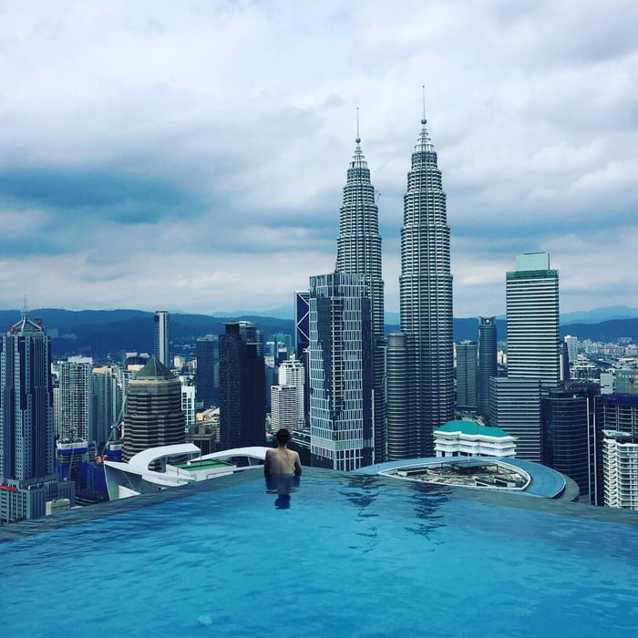 View of Petronas Towers from an Infinity Pool - 9GAG