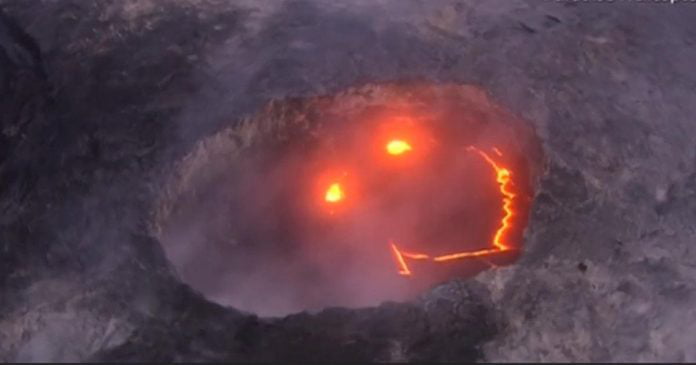 The Kilauea volcano smiley face from inside its caldera - 9GAG