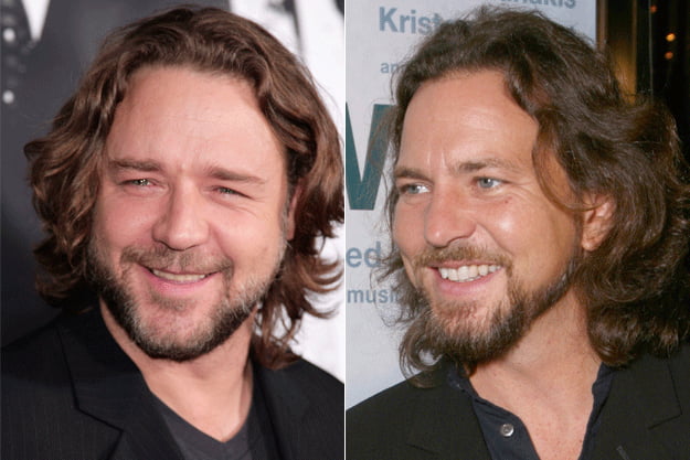Russell Crowe looks like someone tried to draw Eddie Vedder from memory ...
