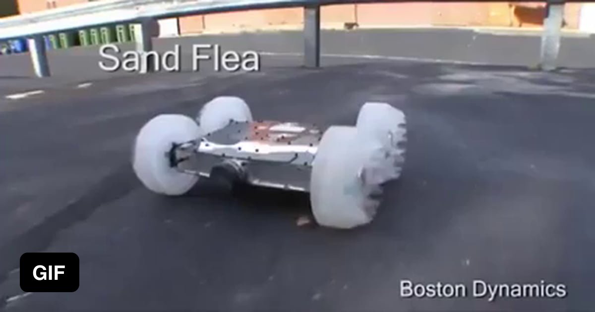 Flea bot jumps on a tall building in one leap. - 9GAG