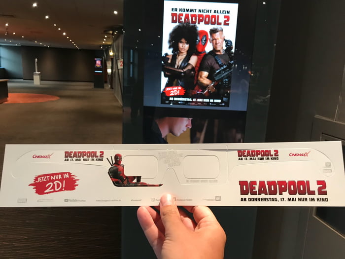 When you watch Deadpool in cinema you get 2D glasses! - 9GAG
