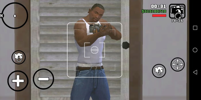 Cj holding the camera like a shotgun - 9GAG