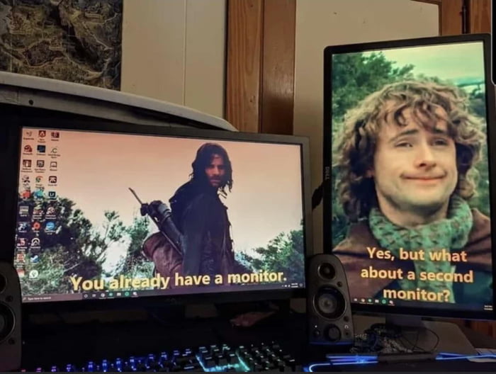 And the 2nd Monitor has to be portrait - 9GAG