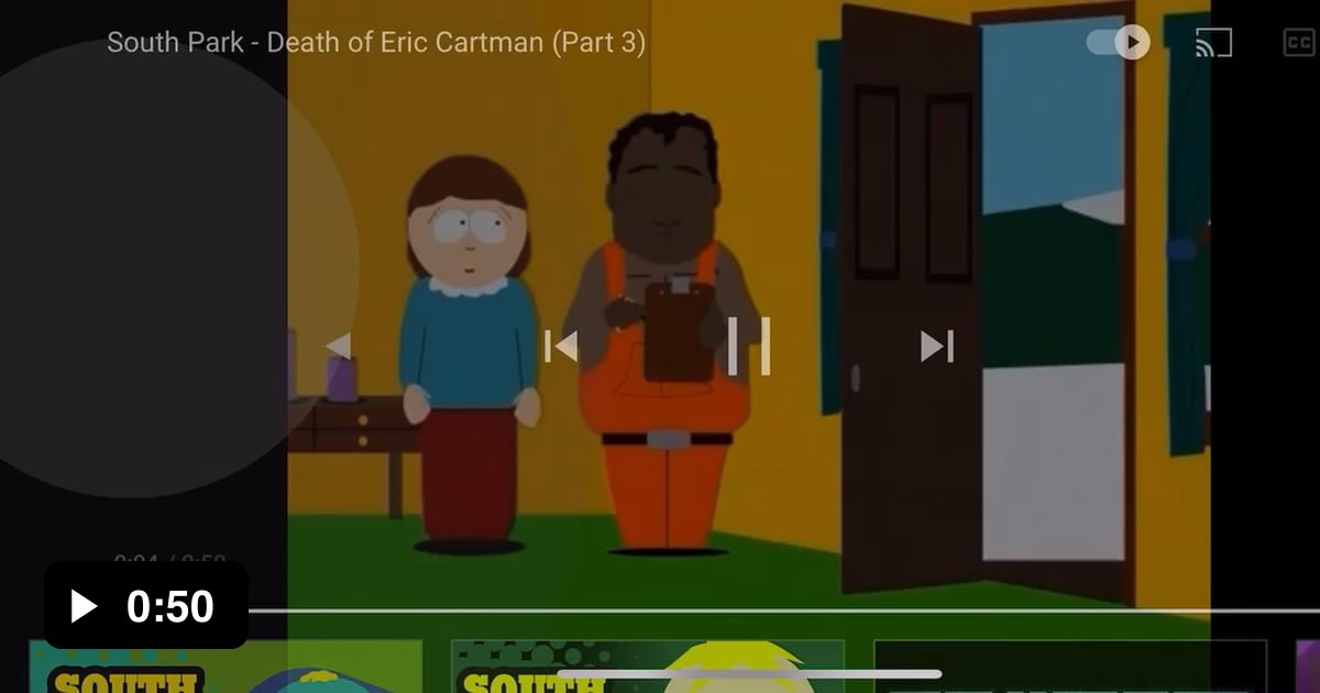 The death of Eric Cartman (Ep6 season 9) when he eats all the chicken ...