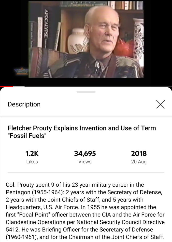 Col Fletcher Prouty explains how oil was falsely classified a “fossil ...