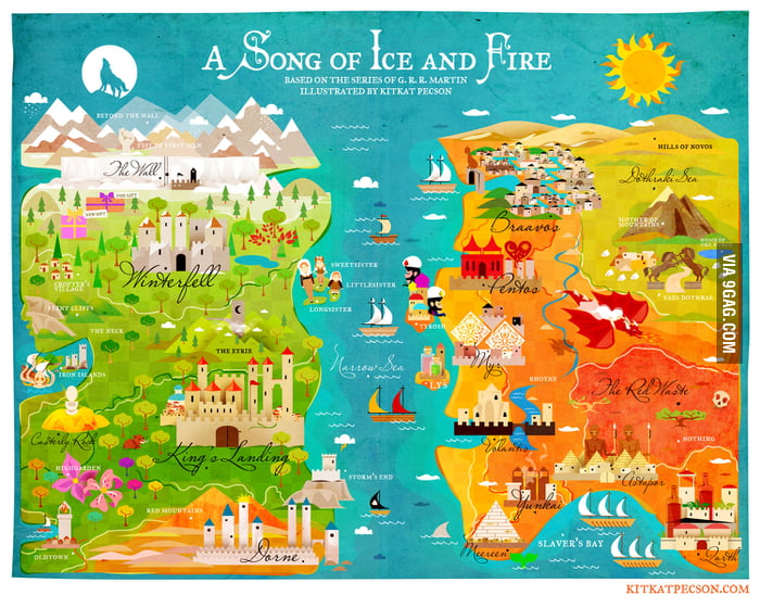 Coolest map I've seen of the GoT known world. - 9GAG