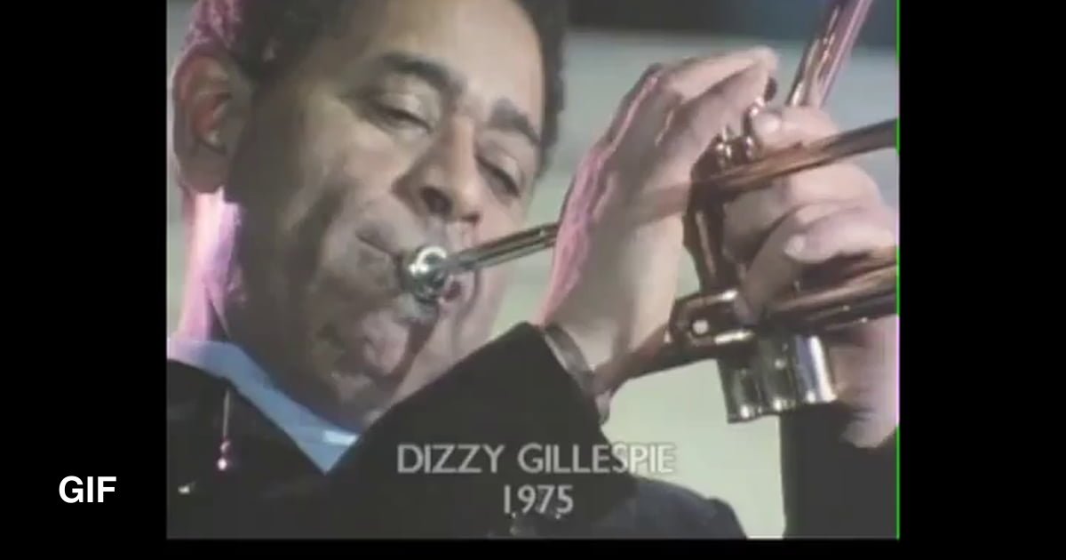 Dizzy Gillespie's cheeks while playing the trumpet - 9GAG
