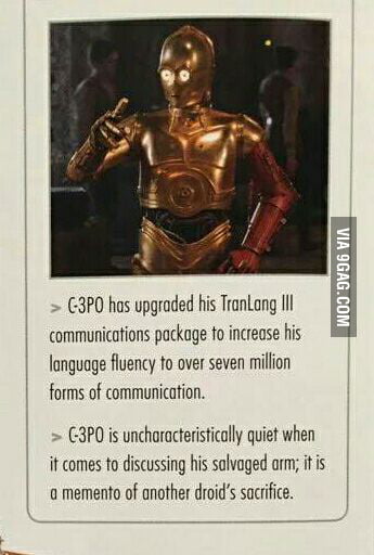 *spoiler* C3PO's red arm explained - 9GAG