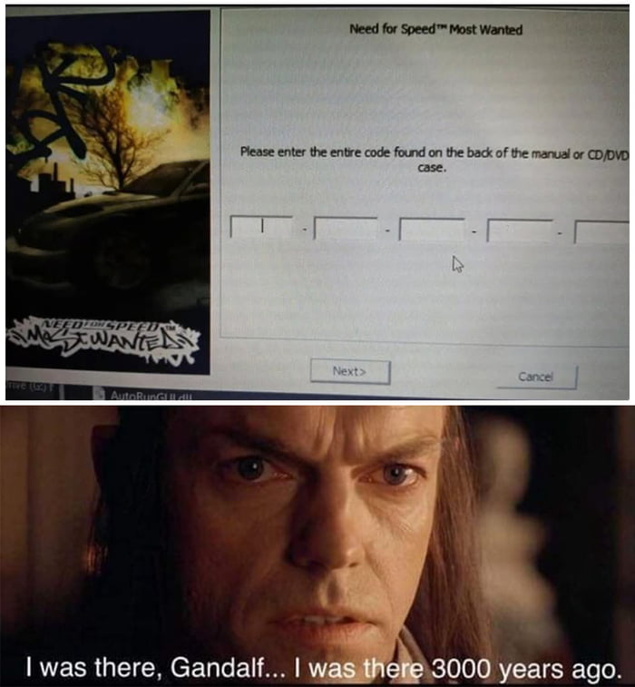 Even to this day, I still remember my LOTR:BFME II code by fcking heart ...