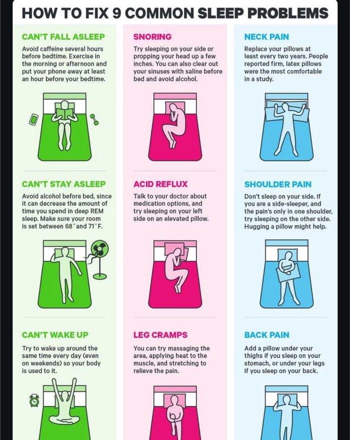 A cool guide on how to fix common sleep problems - 9GAG
