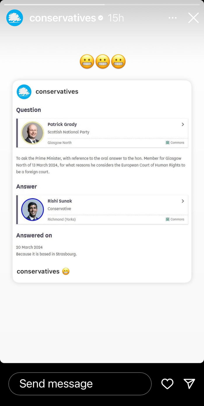A real IG story by the UK Conservative Party… - 9GAG