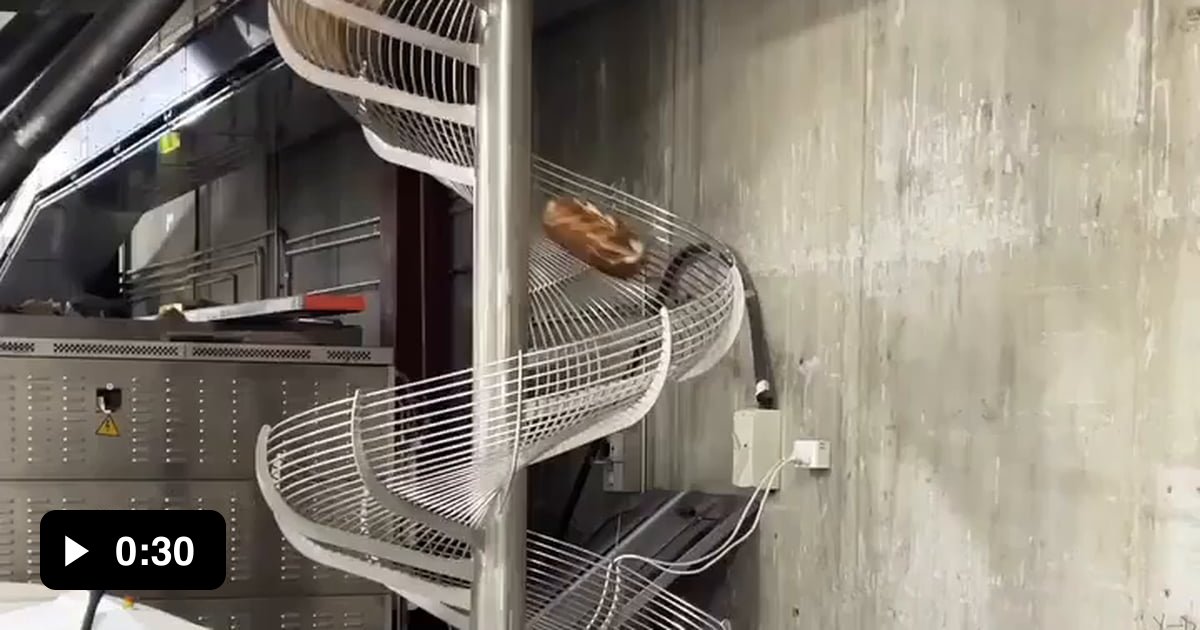 Watch this bread slide down the spiral - 9GAG