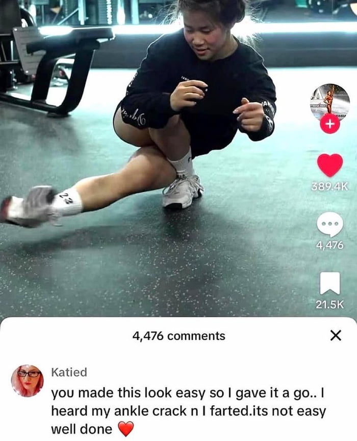 Tried that exercise, can confirm the comment is accurate - 9GAG