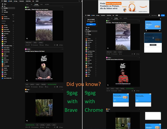 This site with different browsers - 9GAG