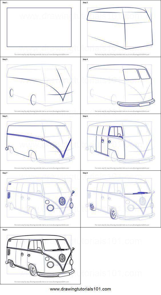 A cool guide on how to draw a 60’s VW Bus - 9GAG